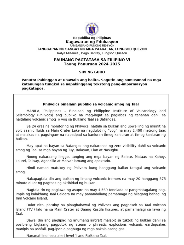 Sipi NG Guro Sa Pakikinig | PDF
