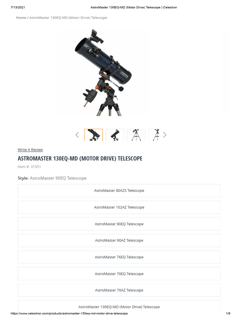 AstroMaster 130EQ-MD (Motor Drive) Telescope - Celestron | PDF | Light ...