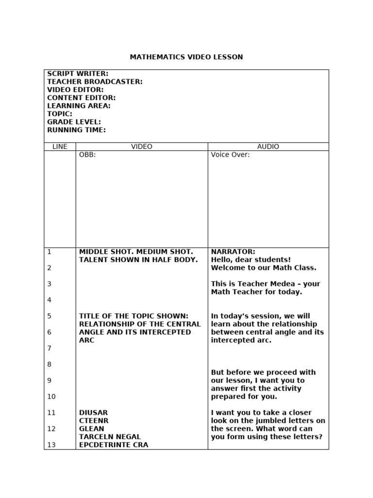 GRADE 10 Mathematics Script Video Output | PDF | Angle | Circle