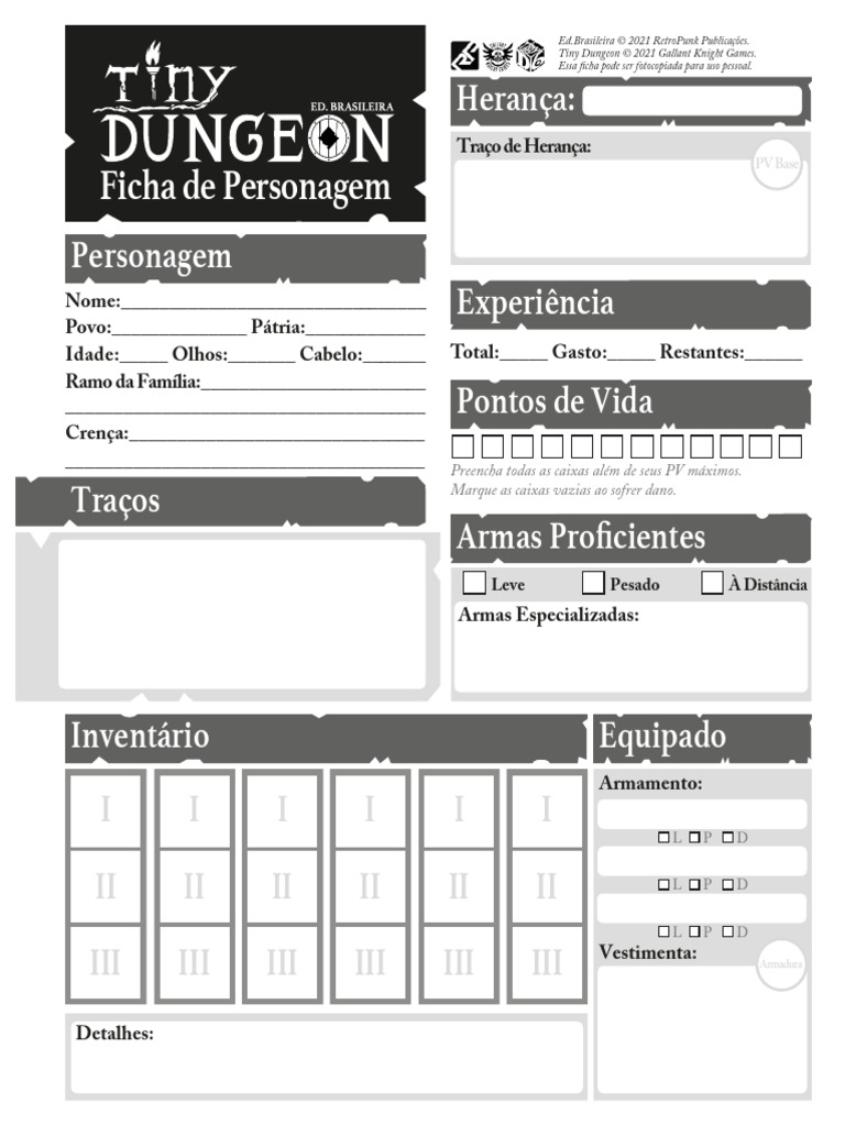 Tiny Dungeon - Ficha | PDF