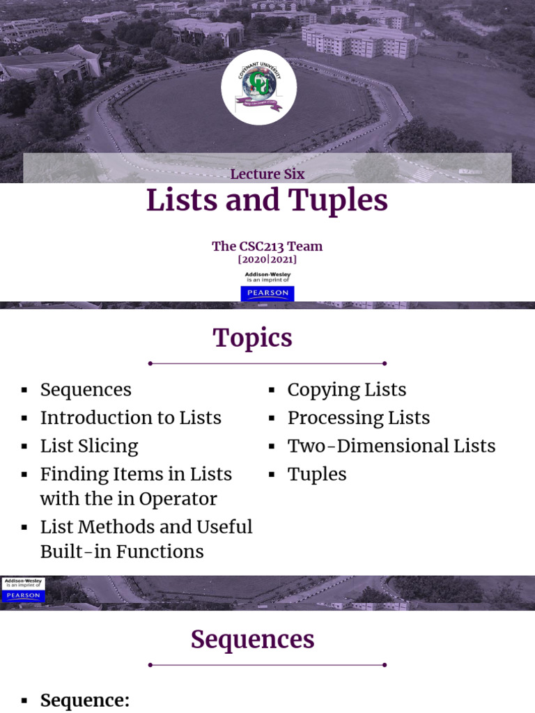 LECTURE-6-LISTS AND TUPLES | PDF | Sequence | Computer Programming LECTURE-6-LISTS AND TUPLES | PDF | Sequence | Computer Programming
