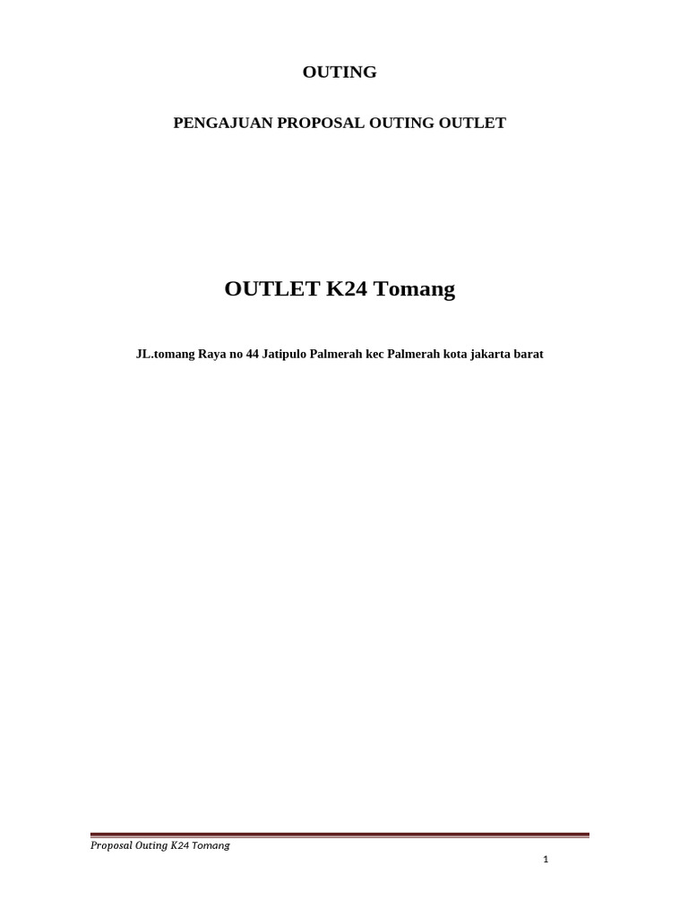 Proposal Outing k24 Tomang | PDF