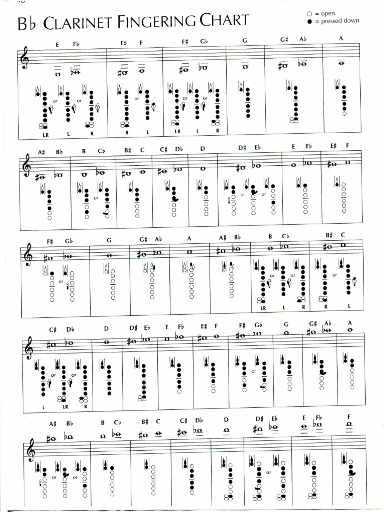 BB Clarinet Fingering Chart One | PDF