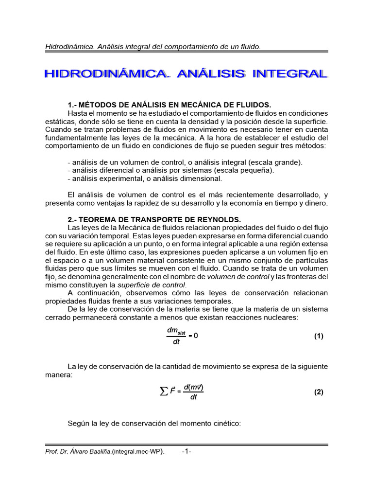 Tema 3.- Integral (6) | PDF | Dinámica de fluidos | Flujo