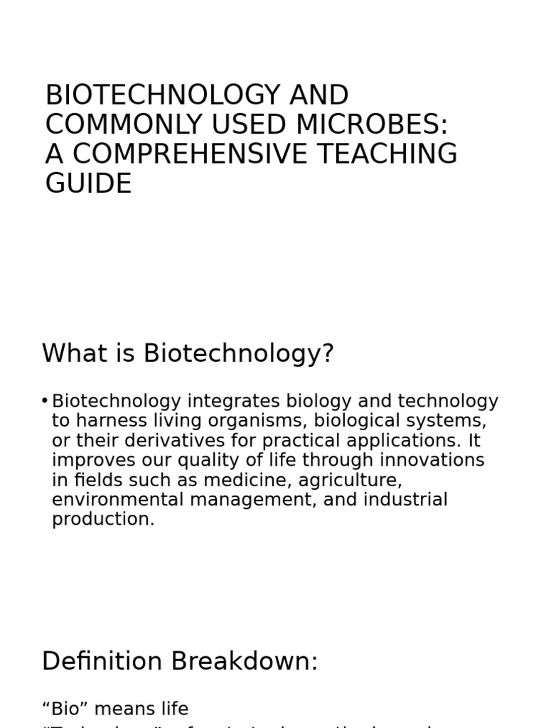 Biotechnology and Commonly Used Microbes | PDF | Biotechnology ...