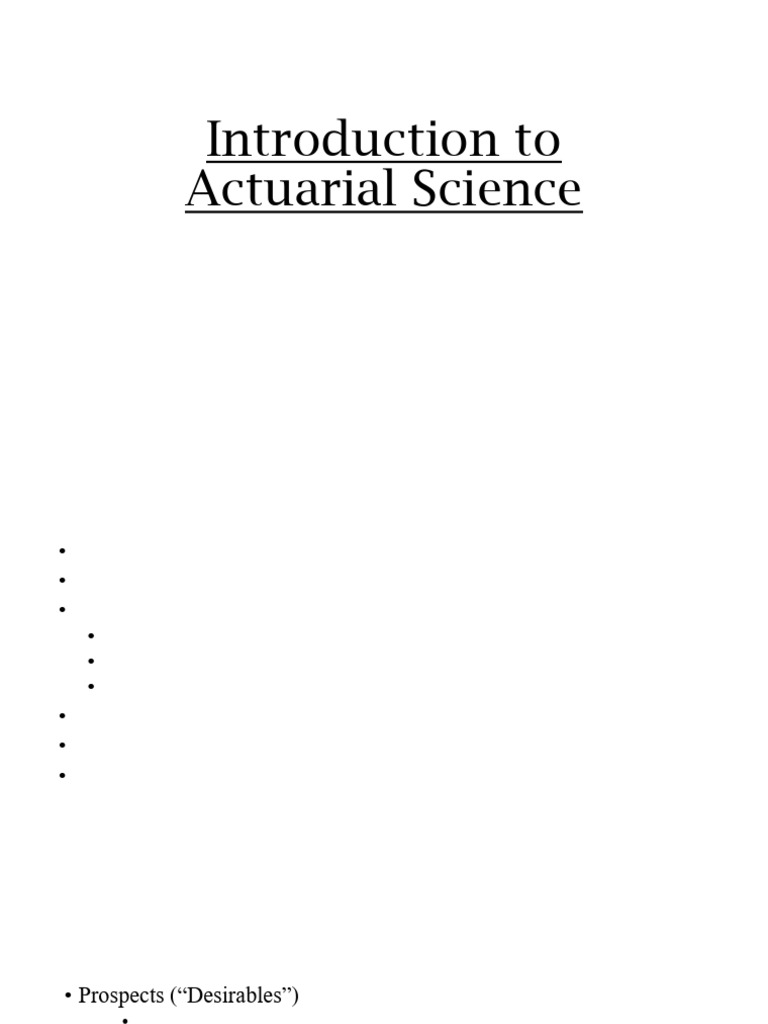 Lecture Notes Introduction To Actuarial Science | PDF | Insurance | Actuary
