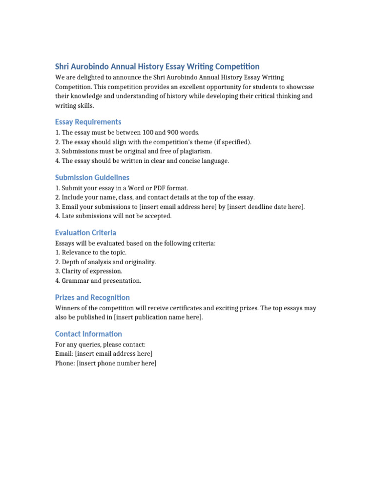 Aurobindo Essay Competition 2025 | PDF