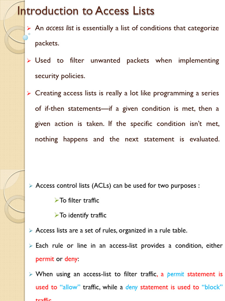 Acl Pdf Internet Protocols Port Computer Networking