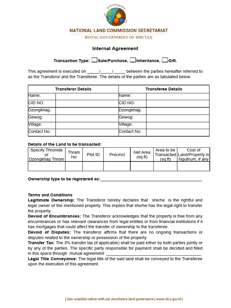 Sample Internal Agreement for Property | PDF | Property | Title (Property)