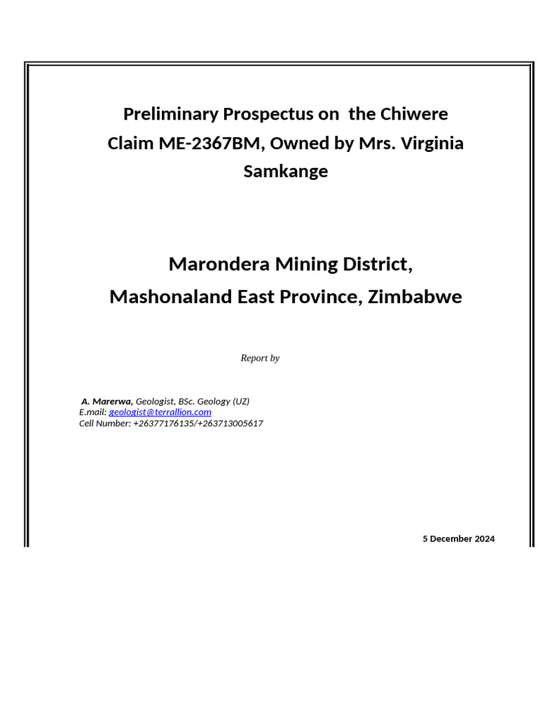 ME-2367BM PROSPECTUS WEDZA | PDF | Petrology | Earth Sciences