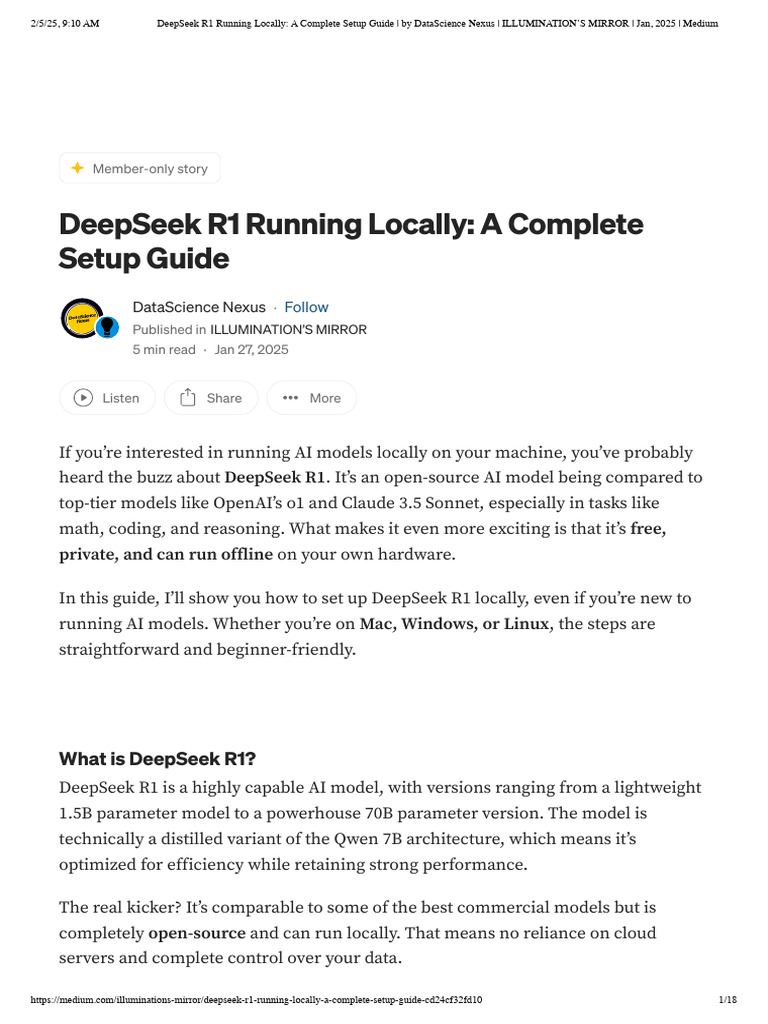 DeepSeek R1 Running Locally A Complete Setup Guide | PDF | Transmission ...