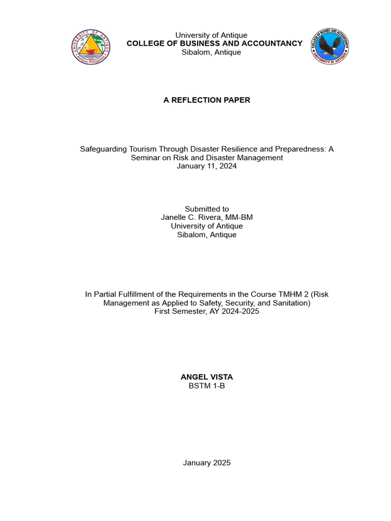 Reflection Paperrr.docx | PDF | Emergency Management | Risk Management