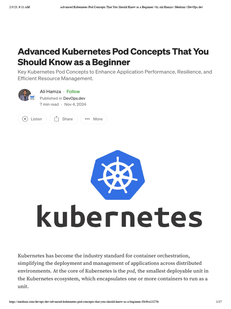 Advanced Kubernetes Pod Concepts Explained | PDF | Computer Science ...