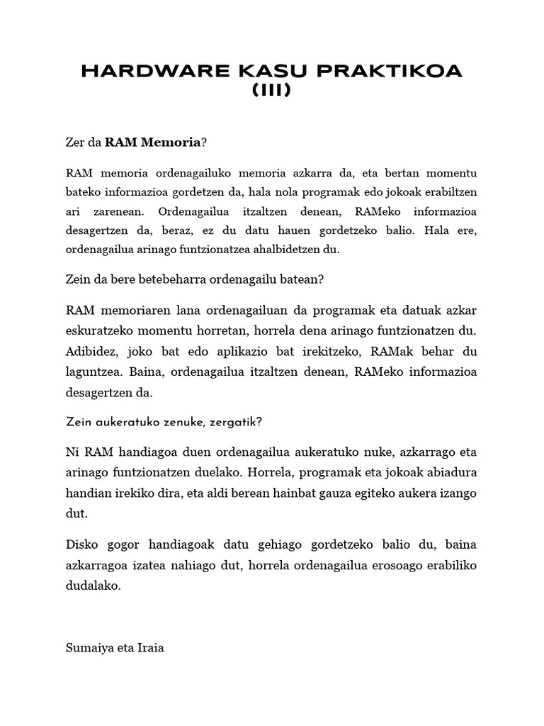 Kasu Praktikoa (III) | PDF