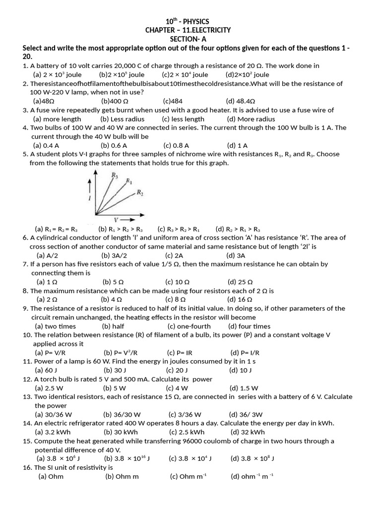 10th Grade Physics: Electricity Concepts | PDF | Series And Parallel ...