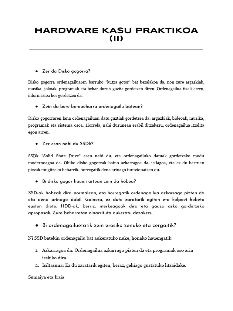 Kasu Praktikoa (II) | PDF