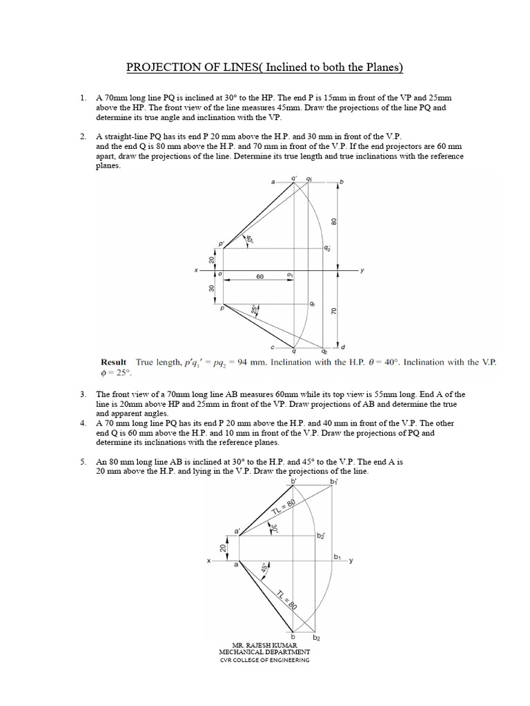 Projection of Line Inclined To Both Planes | PDF | Orbital Inclination ...