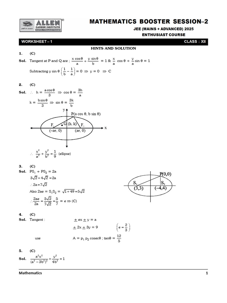 Worksheet 1 - Sol Mathematics | PDF | Geometry | Elementary Geometry