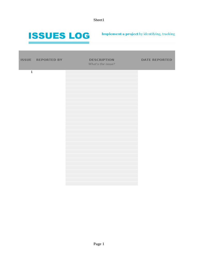 Issues Log Template | PDF