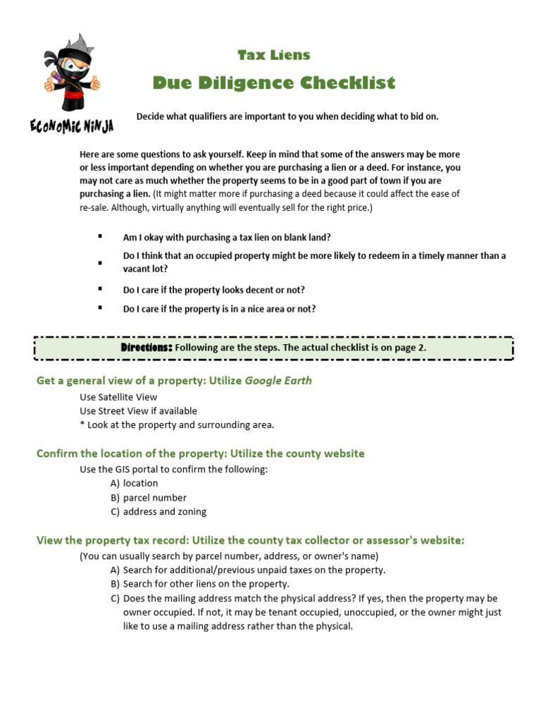 Due Diligence Checklist | PDF | Property Law