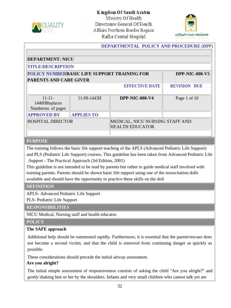 Basic Life Support Training For Parents and Care Giver-8 | PDF ...