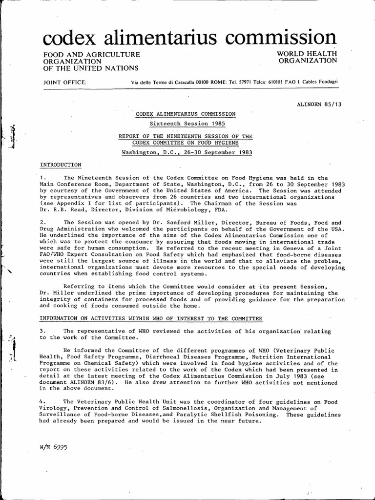 Codex Alimentarius Food Hygiene Report | PDF | Chocolate ...