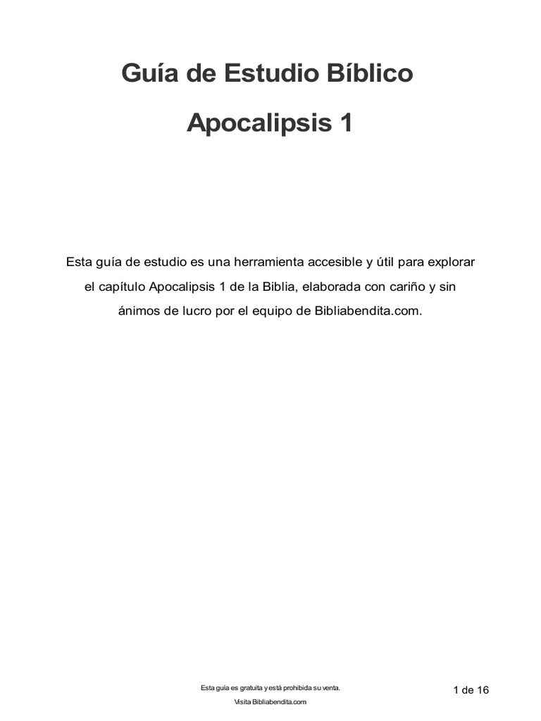 Estudio del Apocalipsis 1: Guía Bíblica | PDF | Libro de revelación ...