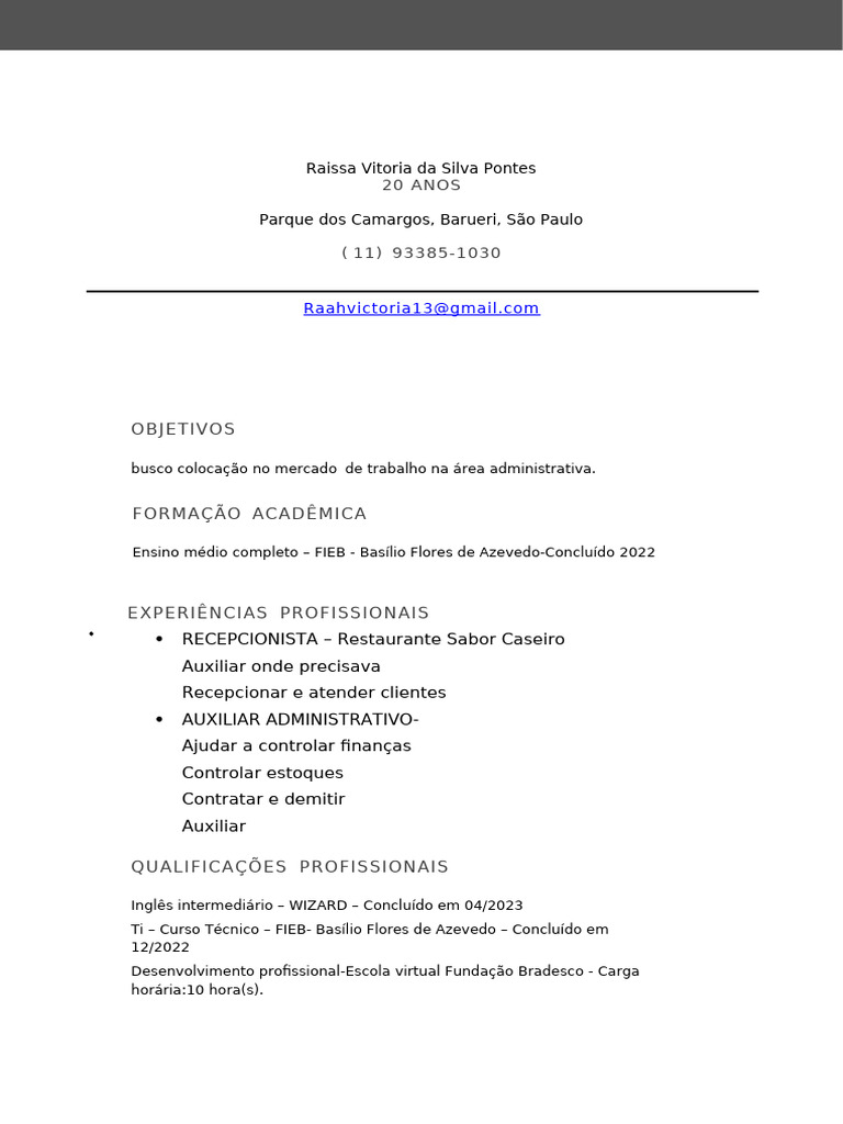 Currículo Raissa | PDF