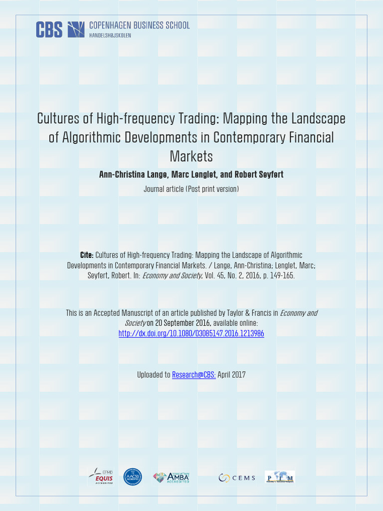 Cultures of High Frequency Trading Mappi | PDF | High Frequency Trading ...
