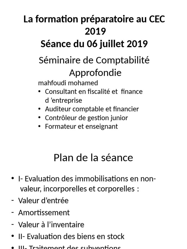 Séminaire Compta Approf 06 07 2 | PDF | Dépréciation | Stock