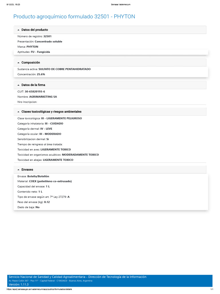 Senasa Vademecum Phyton | PDF