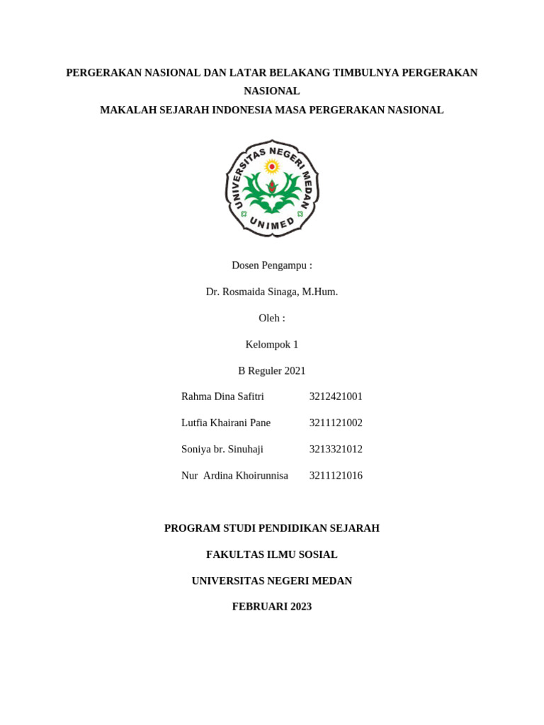 Makalah Kel 1 Sej Pergerakan Nasional | PDF
