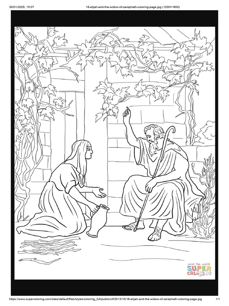 Elijah and The Widow of Zarephath Coloring Page | PDF