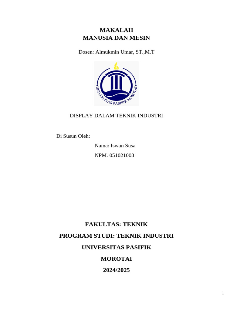 Makalah Display Dalam Teknik Industri | PDF