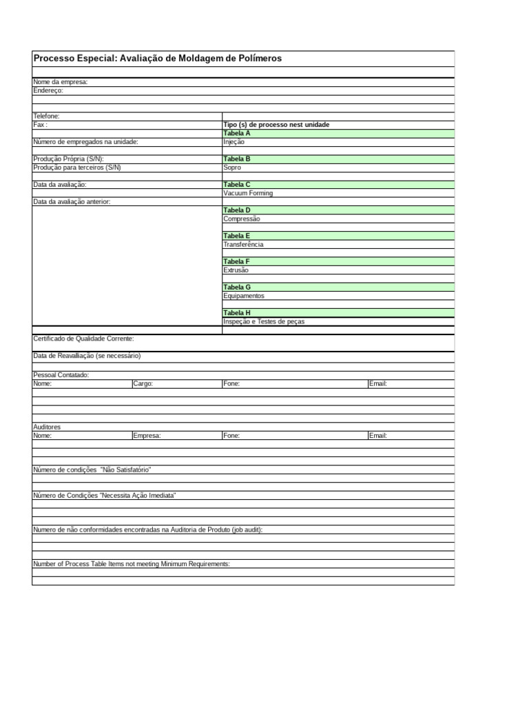CHECK LIST CQI-23 Capa e Sec 1 A3 - Port | PDF | Qualidade (negócios)