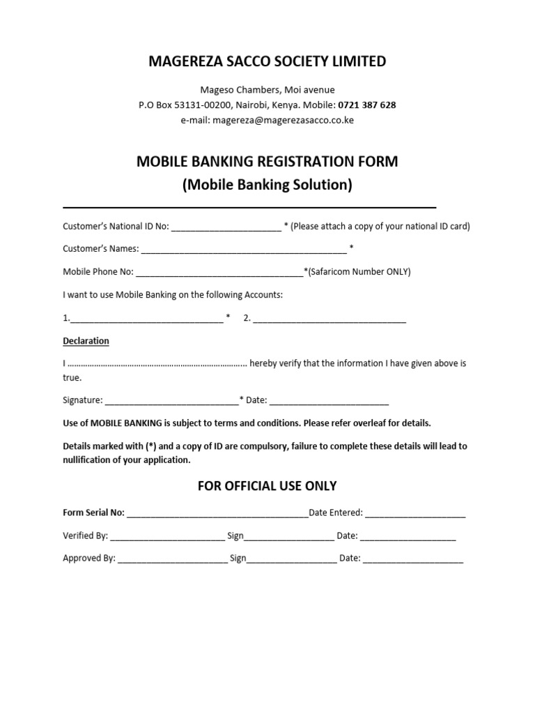 Mobile Banking Registration Form | PDF | Personal Identification Number ...