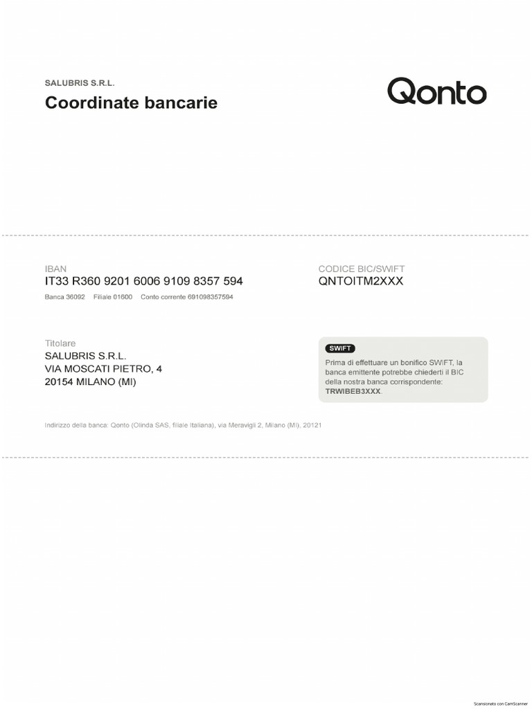 SALUBRIS S.R.L. - Salubris SRL 2-Iban-It | PDF