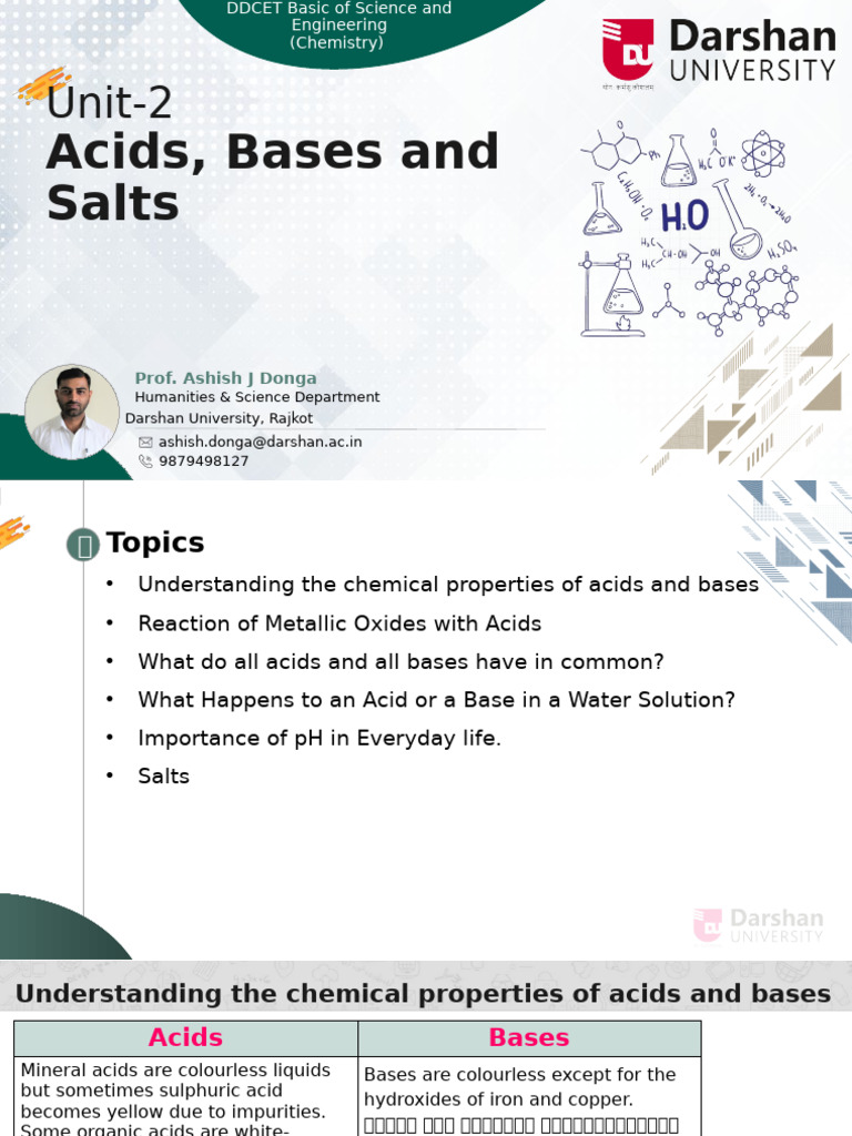 Unit - 7 Acids, Bases and Salts | PDF