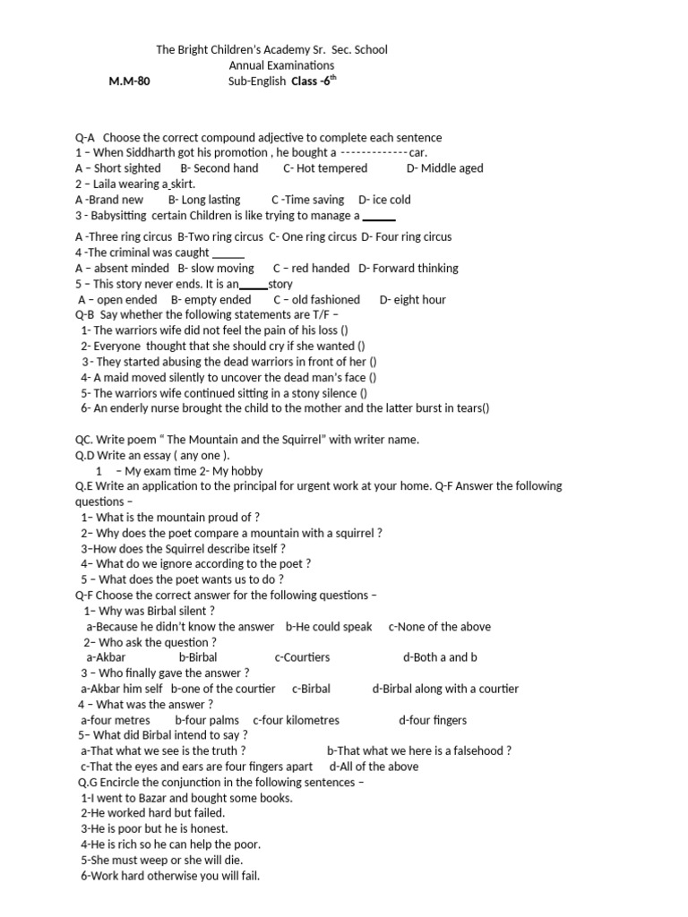 class -7th English -2 | PDF