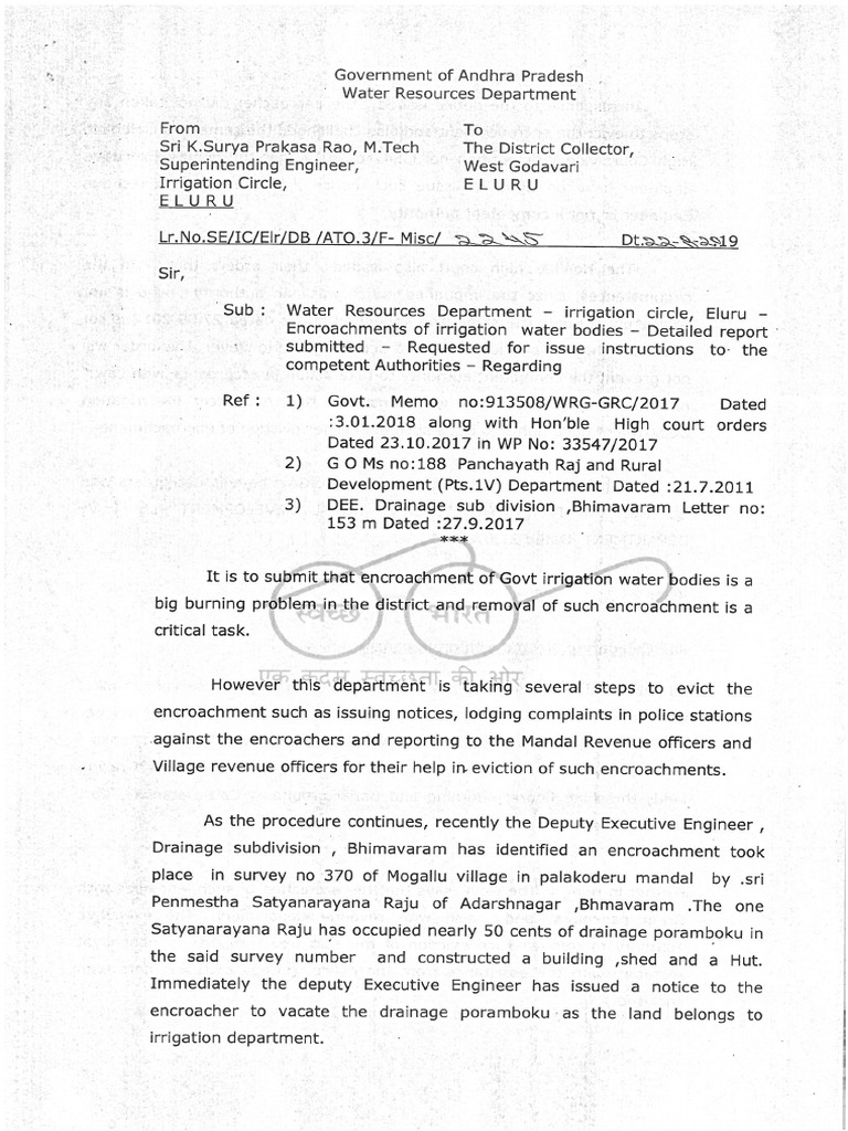 Encroachment of Water Bodies | PDF