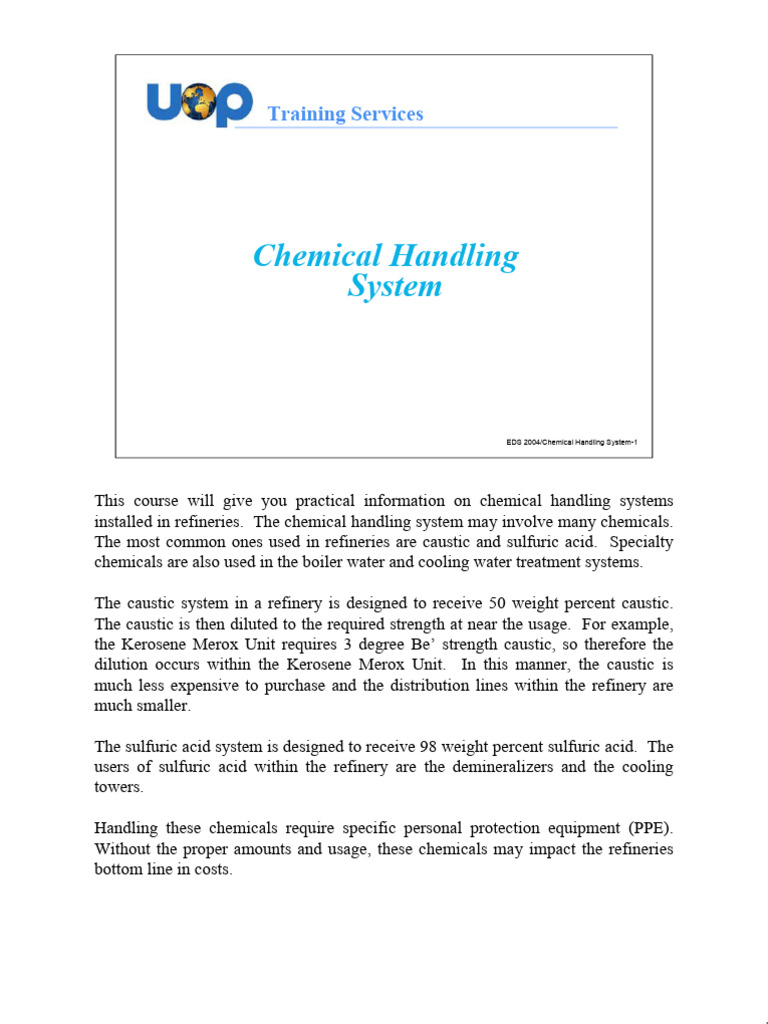 Chemical Handling | PDF | Corrosion | Sulfuric Acid