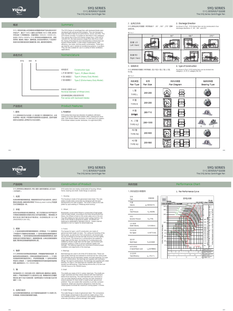 SYQ Series Centrifugal Fan Overview | PDF | Belt (Mechanical) | Bearing ...