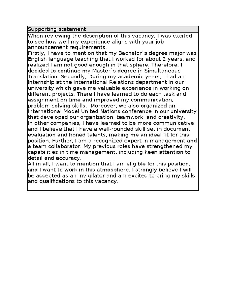 Supporting Statement Pdf