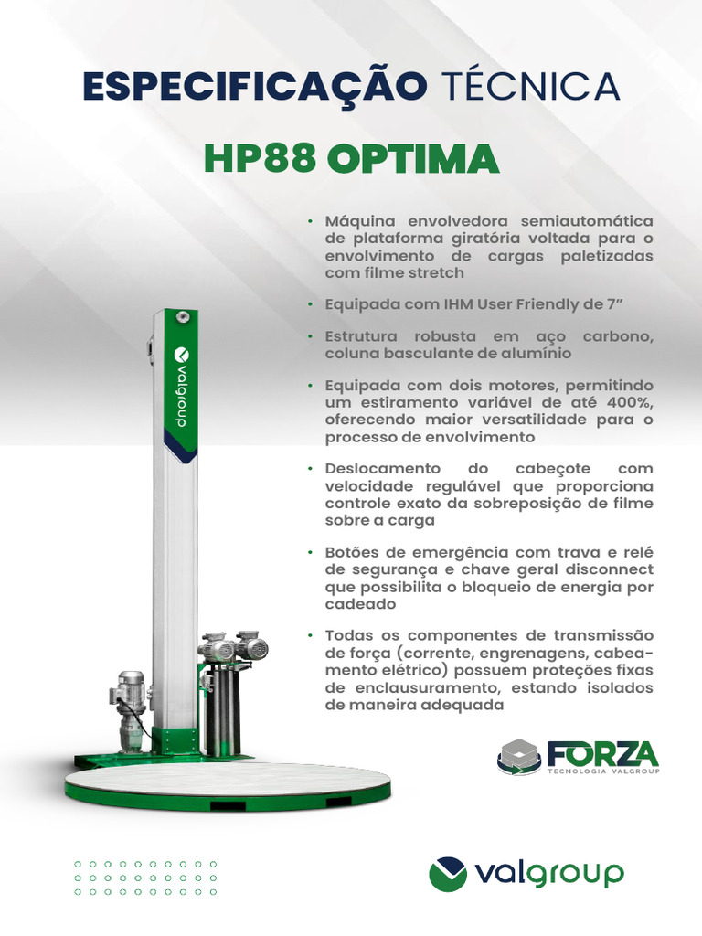 Ficha Técnica - HP88 Optima | PDF | Sustentabilidade | Transmissão de energia elétrica
