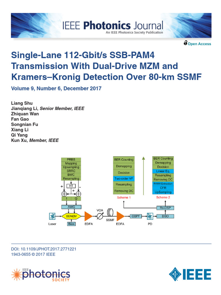 Single-Lane 112-Gbits SSB-PAM4 Transmission With Dual-Drive MZM and Kramers-Kronig Detection ...