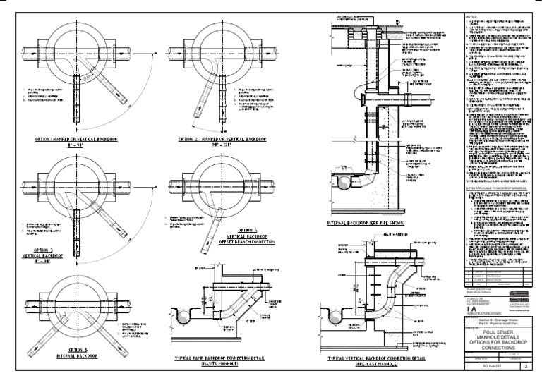 SD 8-4-227 Foul Sewer Manhole Details Options For Backdrop Connections ...