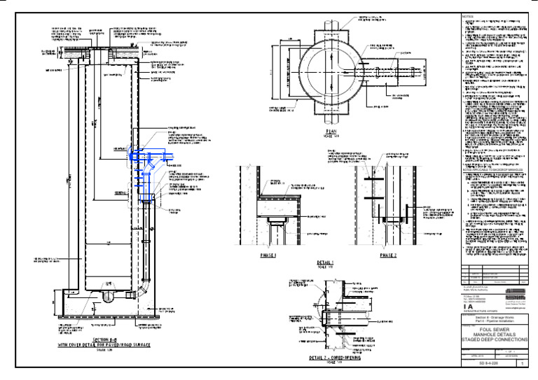 SD 8-4-228 Foul Sewer Manhole Details Stagged Deep Connections | PDF
