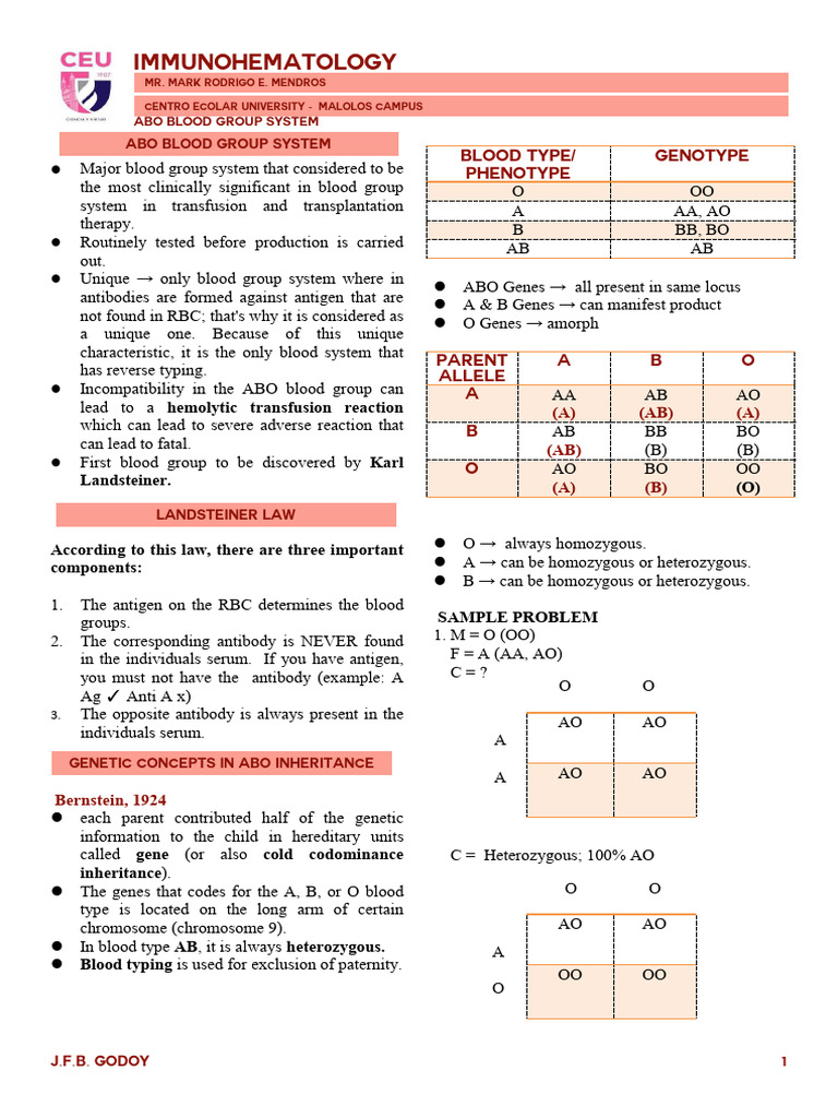 Immunohematology Lec - 004 | PDF | Blood Type | Zygosity
