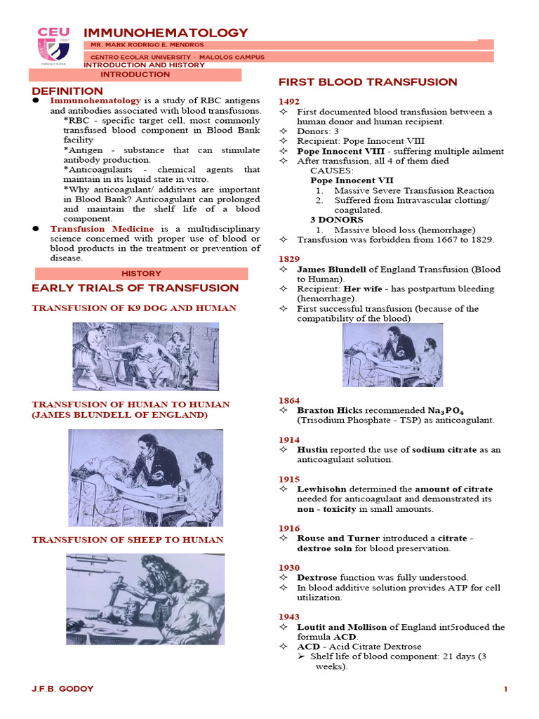 Immunohematology: History and Concepts | PDF | Blood Transfusion ...