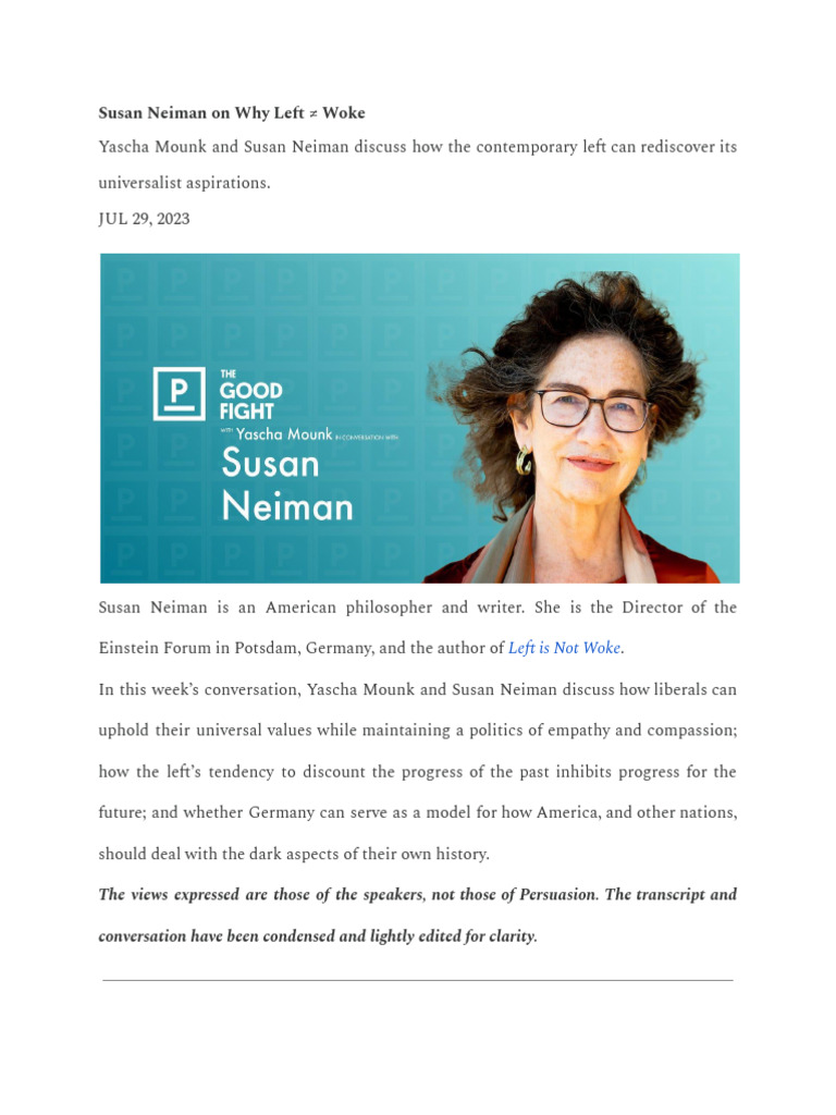 Susan Neiman On Why Left Woke | PDF | Age Of Enlightenment | Justice